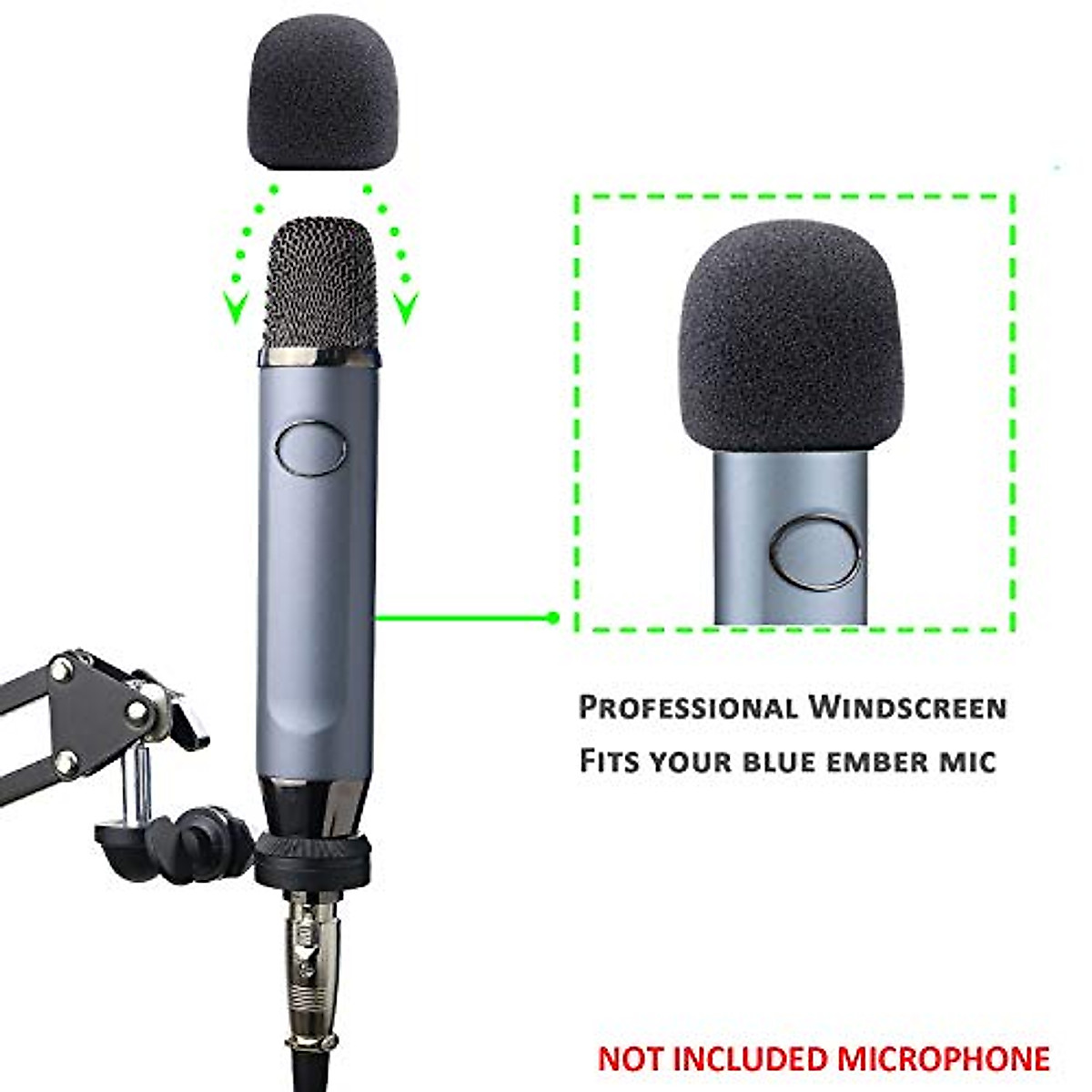 YOUSHARES Blue Ember Pop Filter - Ember Mic Windscreen Foam Cover to Reduce Plosive Wind Noises