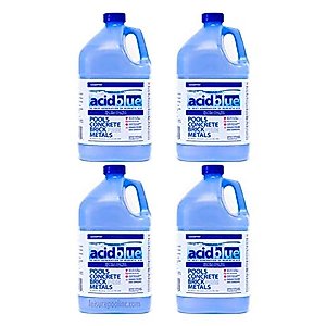 Acid Blue Muriatic Acid by CPDI - Swimming Pool pH Reducer Balancer | Buffered, Low-Fume - Case (4 Gallons)