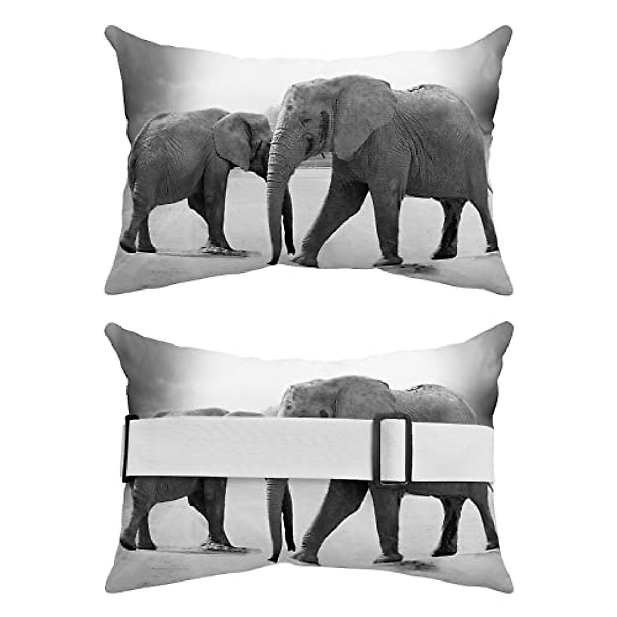 Recliner Head Pillow Ledge Loungers Chair Pillows with Insert Wild Animal Elephant Gray Lumbar Pillow with Adjustable Strap Outdoor Waterproof Patio Pillows for Couch Beach Pool Office Chair, 2 PCS