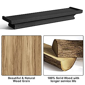 Alsonerbay Wall Shelves Black Shelves, Floating Shelves for Wall Storage, Rustic Wood Shelves for Bedroom Living Room Bathroom - 17 Inch Set of 2