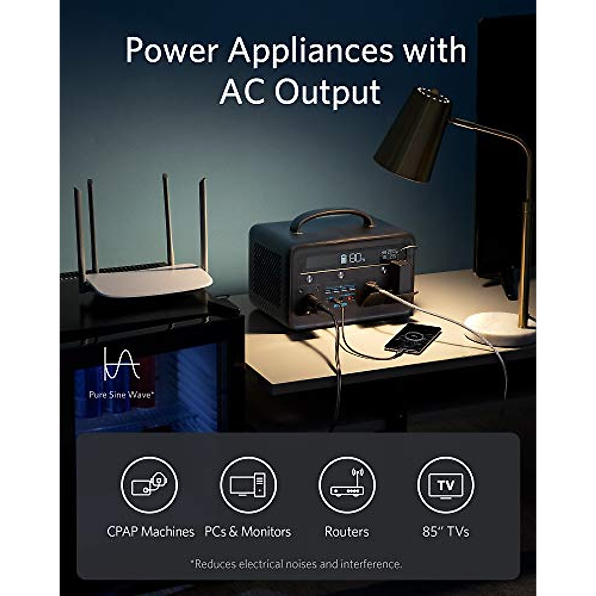 Anker Portable Generator 778Wh, 545 Portable Power Station (PowerHouse 778Wh), 500W Outdoor Generator with 110V 2-AC Outlets, 2X 60W PD Outputs and LED Light for RV, Camping, Emergencies, and More (Renewed)