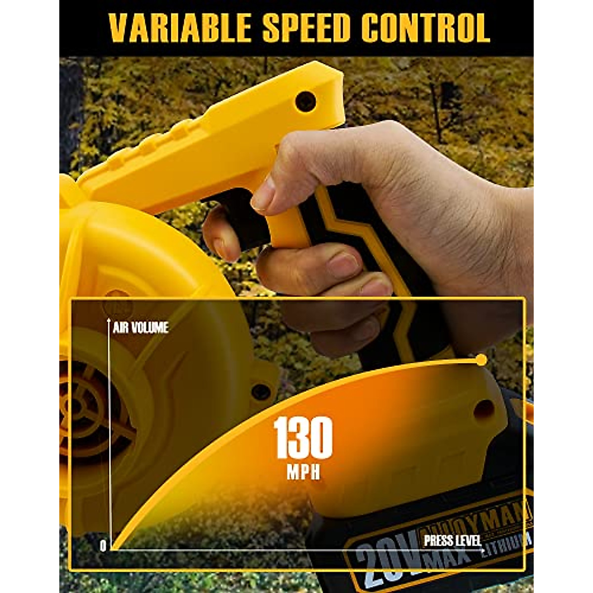 ALLOYMAN Leaf Blower, 20V Cordless Leaf Blower, with 2 X 4.0Ah Battery & Charger, 2-in-1 Electric Leaf Blower & Vacuum for Yard Cleaning/Snow Blowing.