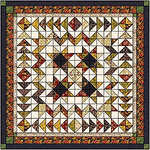 Material maven Easy Quilt Kit Autumn Radiance Beautiful Radiance Fabrics by Benartex Full Size, Aqua/Purples