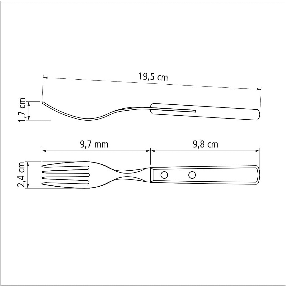 Tramontina 6 pcs Table Fork Dining Kitchen Stainless Steel Treated Wood Handle (Brown)