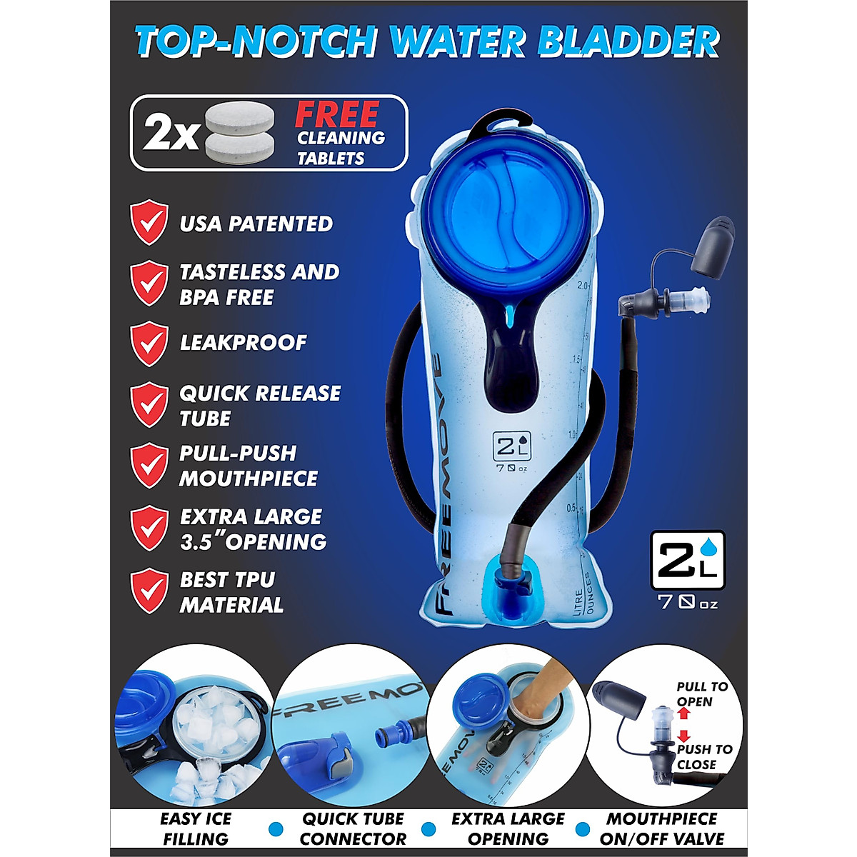 FREEMOVE Hydration Water Backpack 3in1 with 2L Bladder & Insulated Backpack Cooler Bag - a Complete Hydration Solution - Ideal Hydro Camel Back Pack for Hiking, Biking, Running, Cycling, MTB & Rave