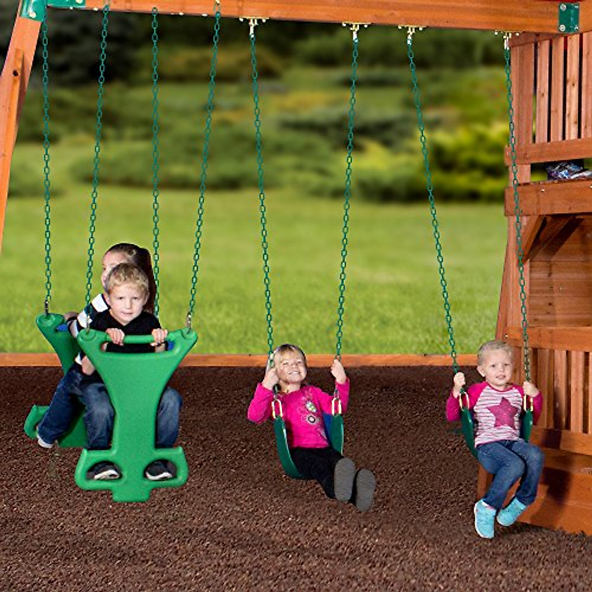 Backyard Discovery Liberty II All Cedar Wood Playset Swing Set