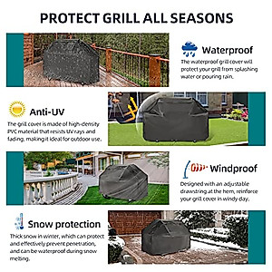 PALON Waterproof BBQ Grill Cover 72-Inch, Heavy Duty Outdoor Gas Grill Covers, with Drawstring Barbecue Covers for Weber Char-Broil Brinkmann Nexgrill and More, All Weather Barbecue Grills Protector