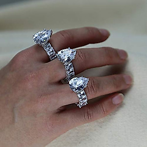 ATJMLADYJEWELRY Pear Shape Big Diamond Cz Wedding Ring For Women Clear Pink Cubic Zirconia Engagment Rings (rose-gold-plated-brass, 7)