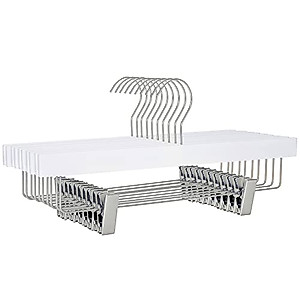 20 Luxury Ultra Thin Space Saving Wooden Clothes Hanger with Squared Pant Bar Best for Shirts, Blouses, Pant, Dress, Hangers White (White - Skirt, 20)