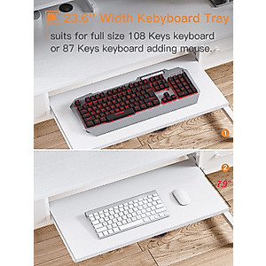 ODK Computer Desk with Keyboard Tray, 55 inch Office Desk with Drawers, Writing Desk with Monitor Shelf and Storage, Work Desk for Home Office/Bedroom, Bamboo