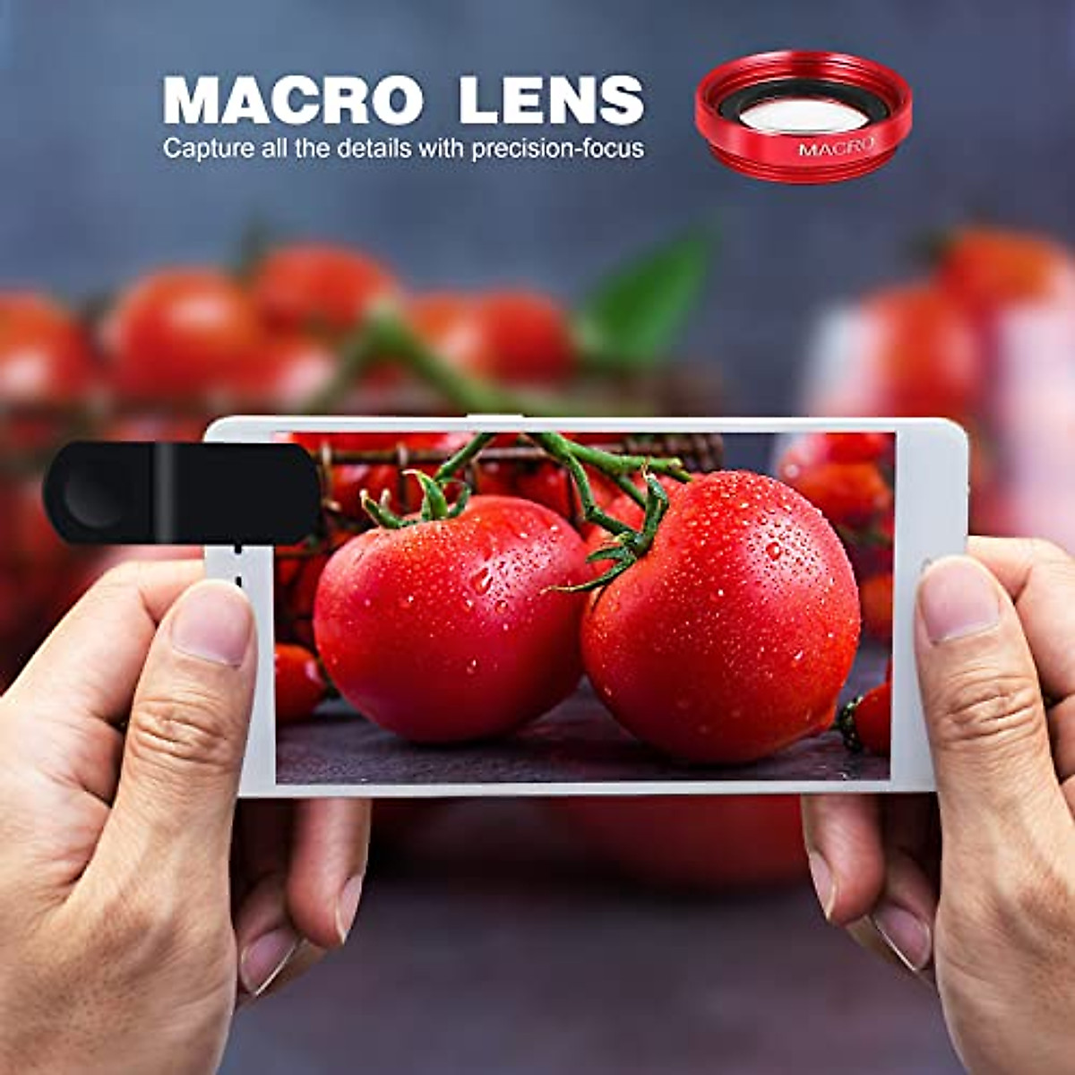 Hemobllo Portable Cell Phone Camera Lens Super Wide Angle Lens Macro Lens Fisheye Lens Clip on 3 in 1 Mobile Phone Lens Compatible for iPhone 6S/7/8/X (Red)