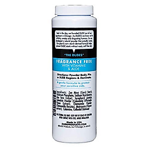 DUDE Body Powder - Fragrance Free 4 Ounce (3 Bottle Pack) Natural Deodorizers With Chamomile & Aloe, Talc Free Formula, Corn-Starch Based Daily Post-Shower Deodorizing Powder for Men