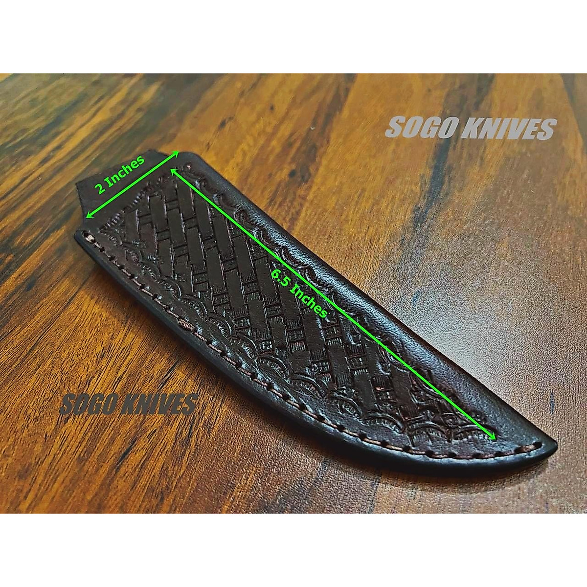 SOGO KNIVES Leather Knife Sheath For Belt, Slanted Sheath, Tooled Leather Sheath, Beautiful 8 TO 9 inches Hunting Knife fixed blade Leather Cover 100% Real Leather (BROWN)