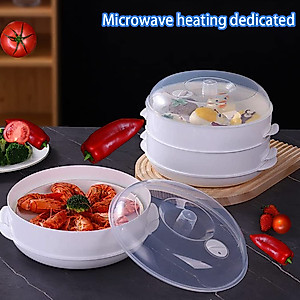 Microwave Splatter Cover for Food, BPA-Free Steam Vents Microwave Plate Cover with Easy-Grip Handle, Fruit Drainer Basket, For Dishwasher Safe & Refrigerator - 2Pcs (Diameter 9 inch + 6.7 inch)