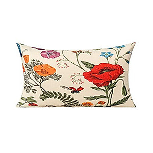 All Smiles Lumbar 12x20 Throw Pillow Covers Set of 2 Outdoor Summer Spring Garden Flowers Farmhouse Décor Outside Furniture Bench Decorative Cushion Cases for Patio Sofa Couch Chair Bed