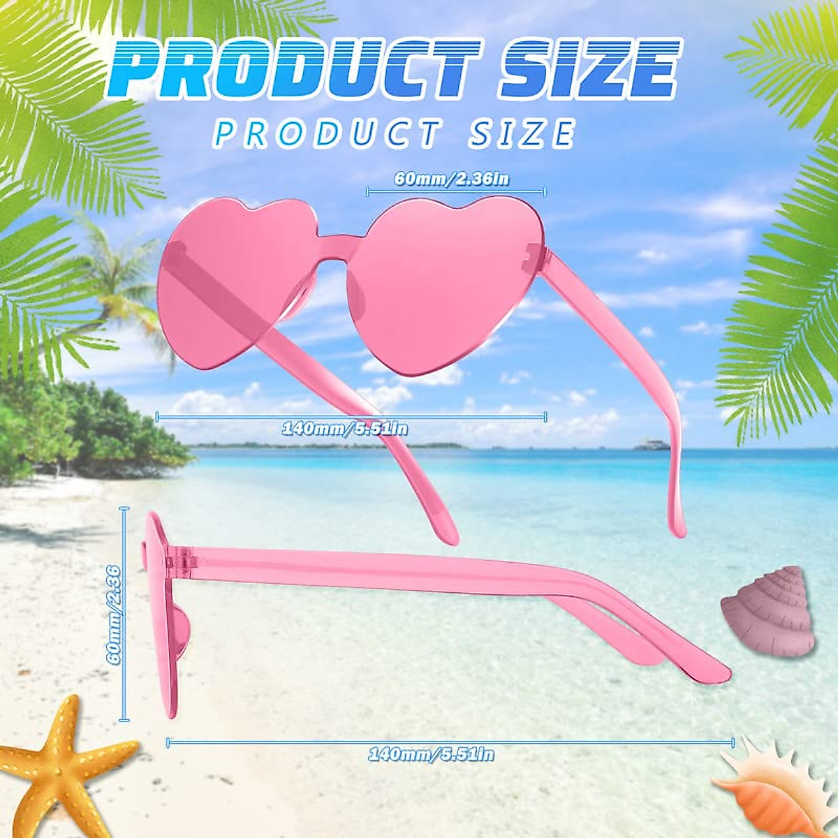 RTBOFY 12 Pack Heart Sunglasses for Women Party Favor Bulk Valentines Day with Candy Color