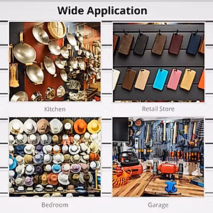 yeesport 50 Packs Black Metal Slatwall Hooks, 6 and 4Inch Tool-Free Slatwall Accessories Hooks Hangers for Slotwall Panels, Slat Wall Board Hanging Hooks for Garage Shop Retail DisplayKitchen