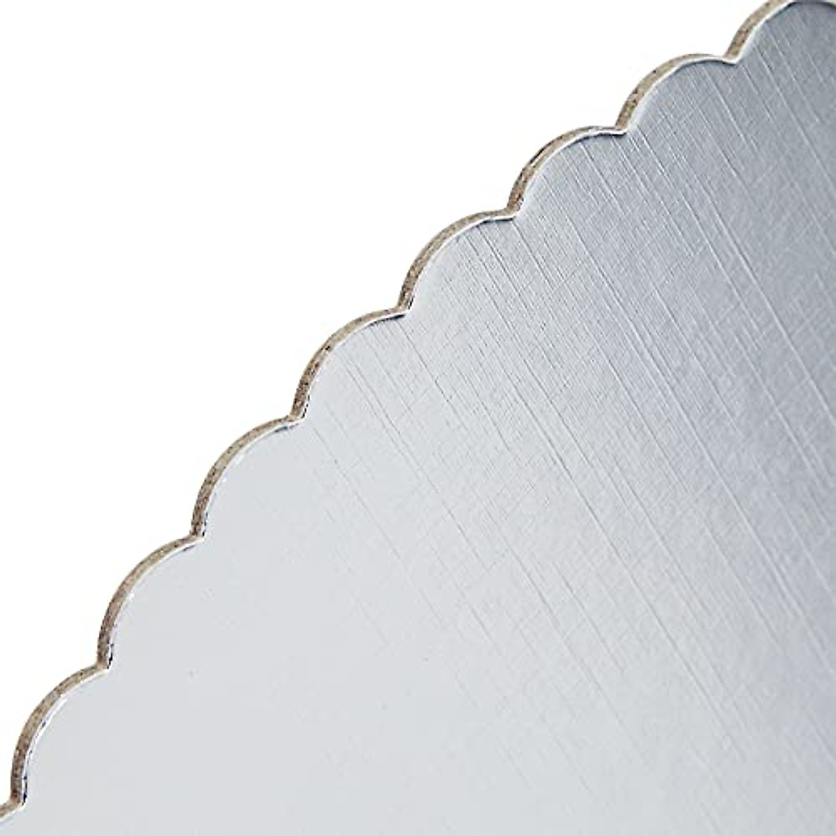 12-Pack Cake Boards 12 Inch, Elegant Round Scalloped Boards for Bakeries, Baking Desserts, Cake Decorating, Sturdy Cardboard Material, Disposable (Silver, 12x12x0.08 in)