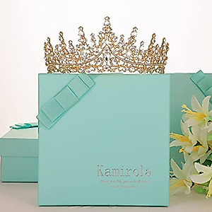 Kamirola Vintage Tiaras and Crowns for Women, Bridal Crown Princess Tiaras Headband, Costume Party Accessories for Brithday Halloween … (Gold&White)