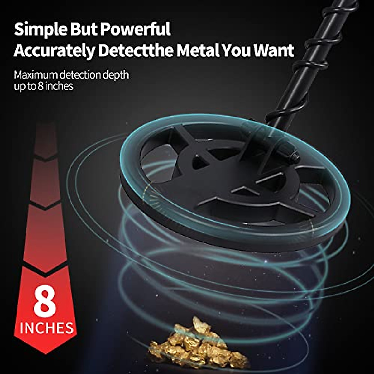 Metal Detector for Adults Professional, Waterproof 8'' Coil High Accuracy Gold Metal Detector with LCD Display, Advanced DSP Chip, DISC&All Metal Mode, for Beach Detecting, Treasure Hunting