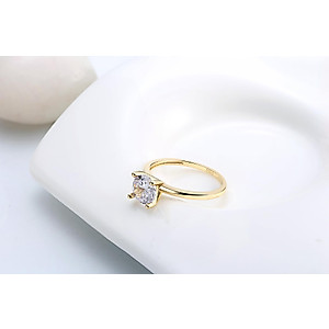 Solitaire CZ 925 Sterling Silver Engagement Rings for Women by Ginger Lyne | 1.5 Ct Faux Diamond Ring | Plated 14k Gold Wedding Rings for Women | Fake Travel Promise Rings for Her - Size 6