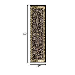 SAFAVIEH Lyndhurst Collection Runner Rug - 2'3" x 12', Black & Ivory, Traditional Oriental Design, Non-Shedding & Easy Care, Ideal for High Traffic Areas in Living Room, Bedroom (LNH219A)