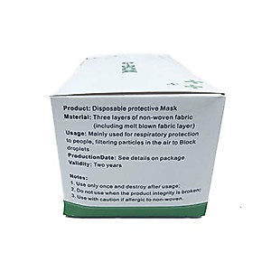 G-BOX 3-Ply Adult Black Disposable Face Masks with Elastic Earloops & Metal Nose-wire (50, Black)