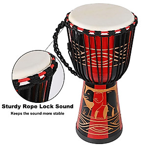 AIMEIS Djembe,10" African Drum Carved of Mahogany Goatskin Hand Drums for Adults Beginner (Red)