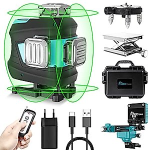16-line cross laser level, capable of projecting 4 * 360° 4D bright green laser lines, suitable for indoor and outdoor architectural decoration and painting and hanging painting work（DJ04CG）
