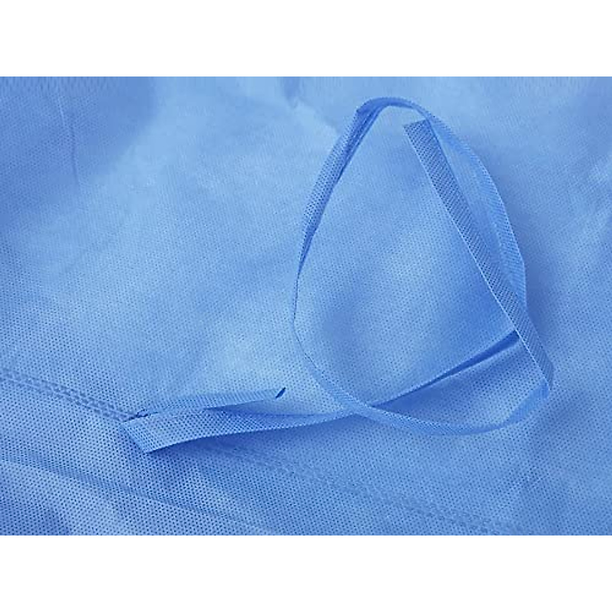 200-Pack Level 2 Disposable Isolation Gown Baluster Fully Closed Double Tie Neck and Waist, SMS 35g, Knitted Cuffs, Fluid Resistant, Blue, Unisex
