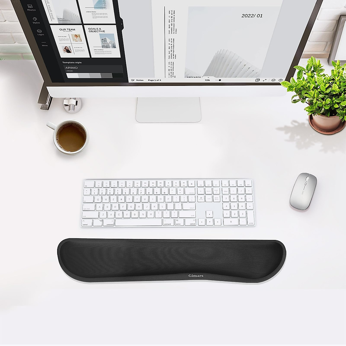 Gimars Keyboard Wrist Rest Pad with 63D High-Density Thicken Enlarge Memory Foam, Anti-Slip Rubber Base and Ergonomic Design for Office,Gaming, Computer, Laptop, Mac, Carpal Tunnel Pain Relief, Black