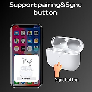 Compatible with Airpods Pro Charging Case Replacement - Wireless Charger for AirPods Pro Only 660mah Bulid-in Battery Support Bluetooth Pairing&sync Button(Not Earbuds)