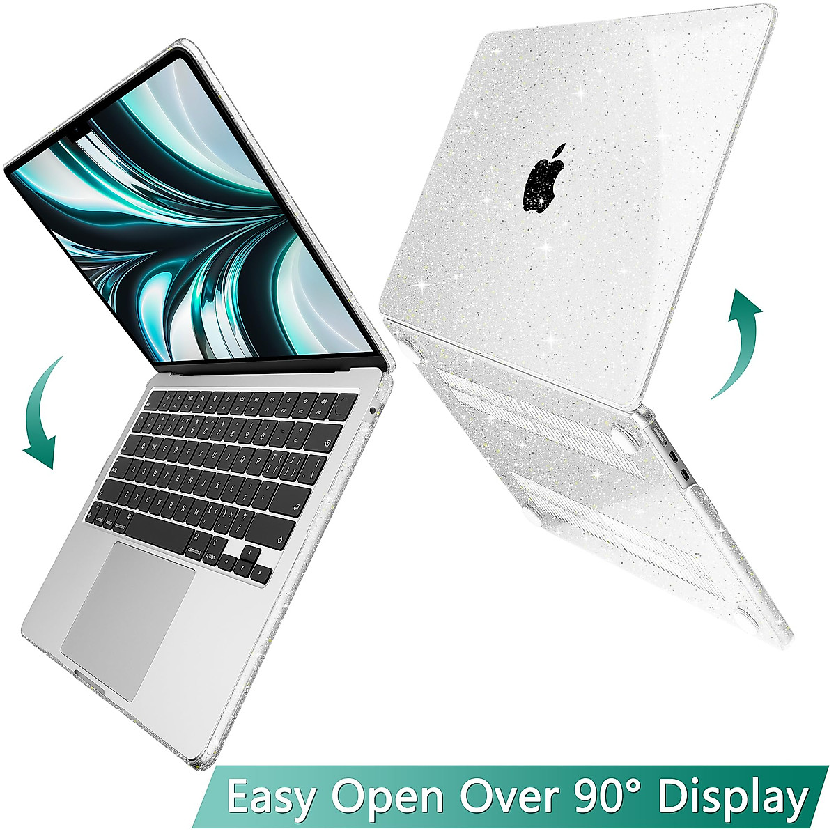 May Chen Compatible with M3 MacBook Air 13.6 inch Case 2022 2023 2024 A3113 A2681 M2 Chip, Plastic Hard Shell Case for MacBook Air 13.6" with Liquid Retina display Fits Touch ID, Clear Glitter