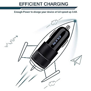 Car Charger, [2Pack] 3.4a Fast Charge Dual Port USB Adapter&[4Pack/6FT] USB Type C to USB A Cable