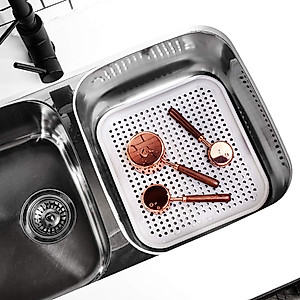 madesmart Elevated Sink Mat-SINKWARE Collection Ventilation Holes for Airflow, Soft Material, Non-Slip Material, Large, Grey