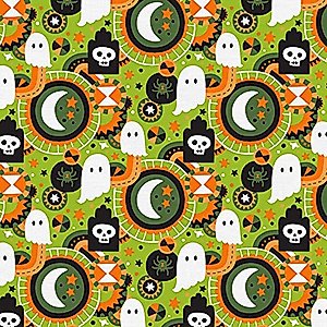 PBS Fabrics Halloween Night by Katie Larson, Quilter's Cotton by The Yard, Graveyard, Green