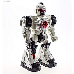 WolVolk 10 Channel Remote Control Robot Police Toy with Flashing Lights and Sounds, Great Action Toy for Boys