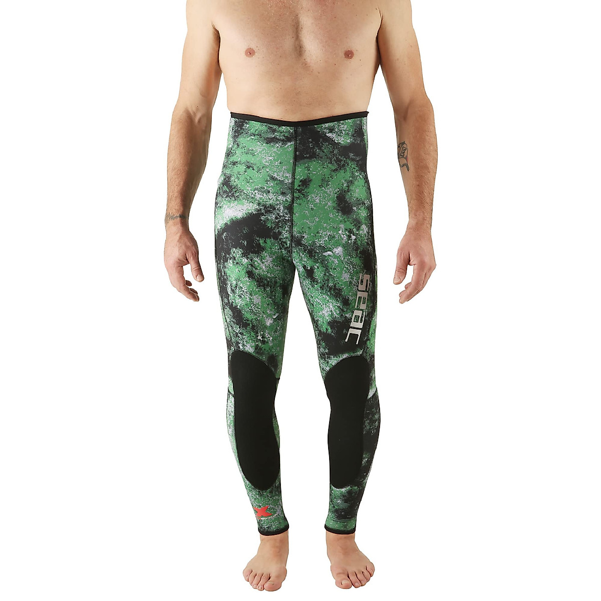 SEAC Ghost, High-Waisted Pant in 5 mm Ultrastretch Neoprene for Freediving and Spearfishing, camo Green, Medium (0010352250055A)