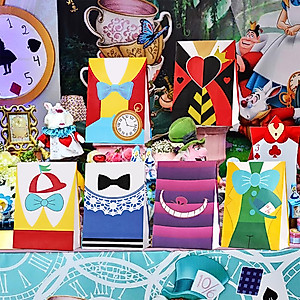 Alice in Wonderland Party Gift Bags, 24 Pack Alice in Wonderland Party Favor Bags with Stickers, Alice in Wonderland Party Bag, Alice Party Supplies for Alice in Wonderland Party Decorations