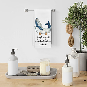 GICHUGI Just a Girl Who Loves Whale Pillow Covers 18x18, Whale Gifts for Girls Women, Whale Themed Gifts, Whale Pillow, Funny Whale Pillow Covers