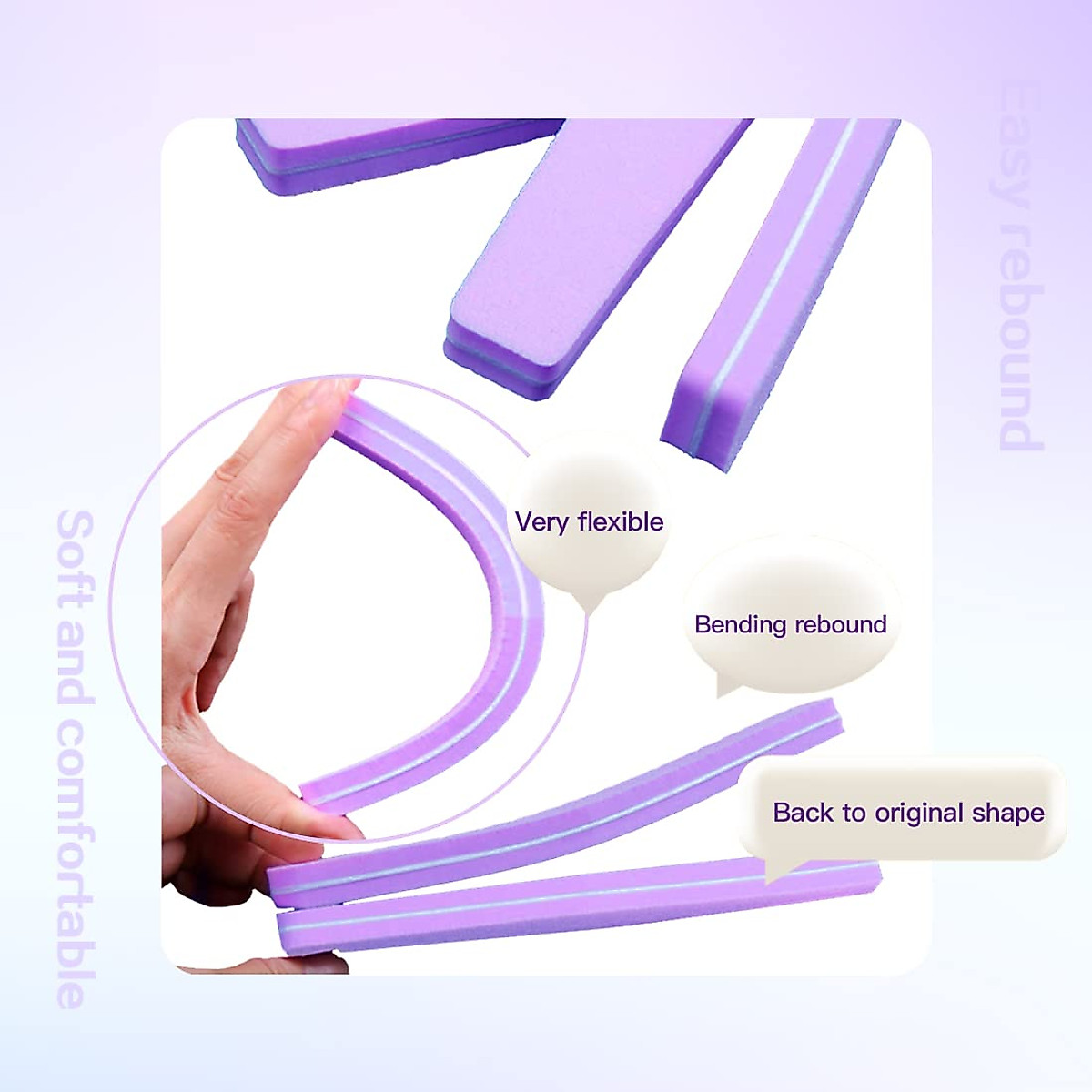 15pcs Nail File and Buffer Set Include 10pcs Double Sided 100/180 Grit Nail Buffer Block Sponge Nail File Washable (Purple) and 5pcs Emery Boards Nail Files Nails Supplies for Nails Professional