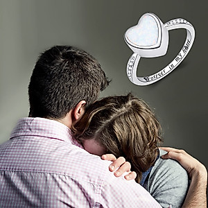 925 Sterling Silver Heart Urn Rings Hold Loved Ones Ashes Cremation Memorial Ring Keepsake Jewelry for Women for Human Ashes (White, 10)