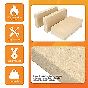 dndsim 12PCS Woodstove Firebricks, Fire Bricks, Size 9" X 4-1/2" X 1-1/4", Fire Bricks for Wood Stove, Fireplaces, Brick Fireplace