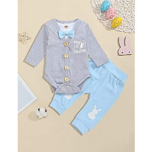 Baby Boy Easter Clothes My First Easter Letter Print Coat+ Bow-Tie T-Shirt Top and Rabbit Pants Baby Boy Easter Outfits