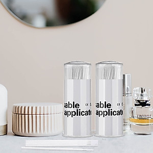 Dming 200 Pieces Disposable Micro Brush Applicator Microswabs for Eyelash Extension Removing Tools, Mini Cotton Swab Brushes for Makeup and Personal Care (White)