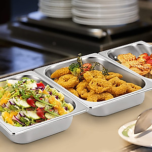 TOPZEA 4 Pack Hotel Pans Half Size, 2.5" Deep 1/2 Size Stainless Steel Steam Table Pan Buffet Catering Food Pan, Warmer Breading Tray Batter Pans for Hotel, Party Catering Supplies