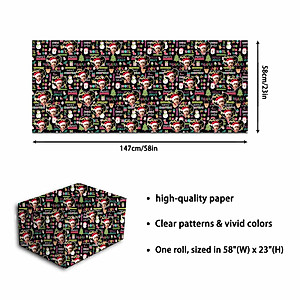 Jaydouble Custom Christmas Wrapping Paper Rolls for Adult Kids Customized Gift Wrap Paper for Boys Girls Personalized Photo Wrapping Paper for Son Daughter Black Wrapping Paper 58"x 23"