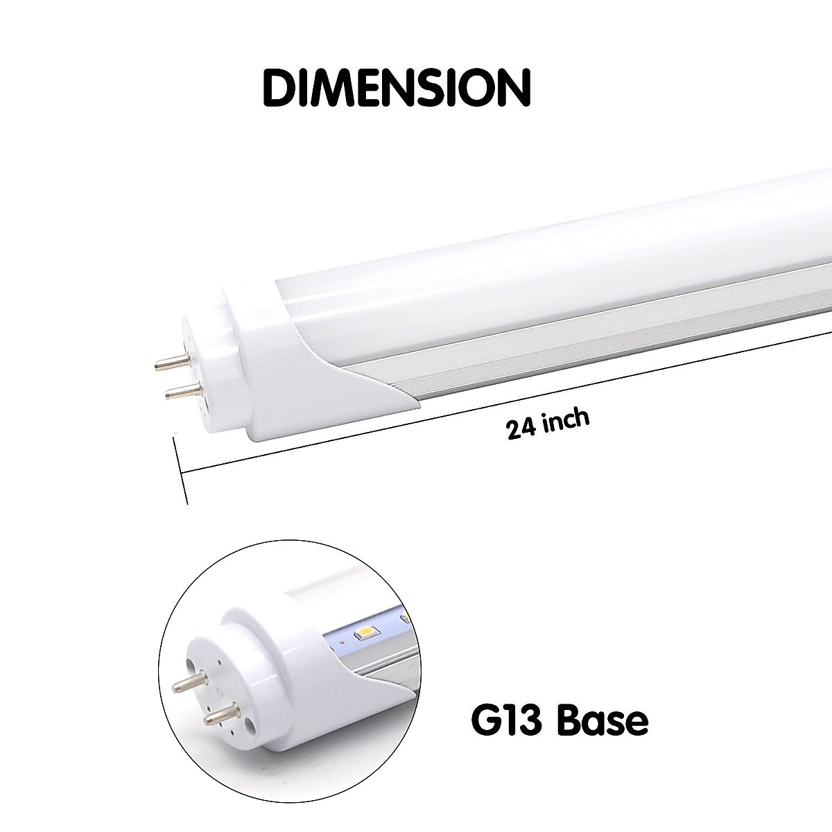 T8 T10 T12 2FT LED Light Tube - 8W LED Replacement for 24 inch Fluorescent Bulb, 20W Equivalent, 1120Lm, 5000K Daylight White, Ballast Bypass, Dual-End Powered, Frosted Cover (Pack of 4)