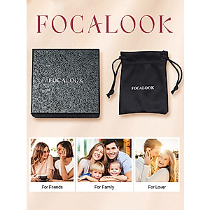 FOCALOOK Triple Band Rolling Ring Black Fashion Interlocked Anxiety Ring for Women (Black, 8)