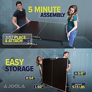JOOLA Table Tennis Conversion Top with Net Set - Full Sized MDF Ping Pong Table Top for Pool Table - Quick Assembly with Foam Backing to Protect Billiard Table